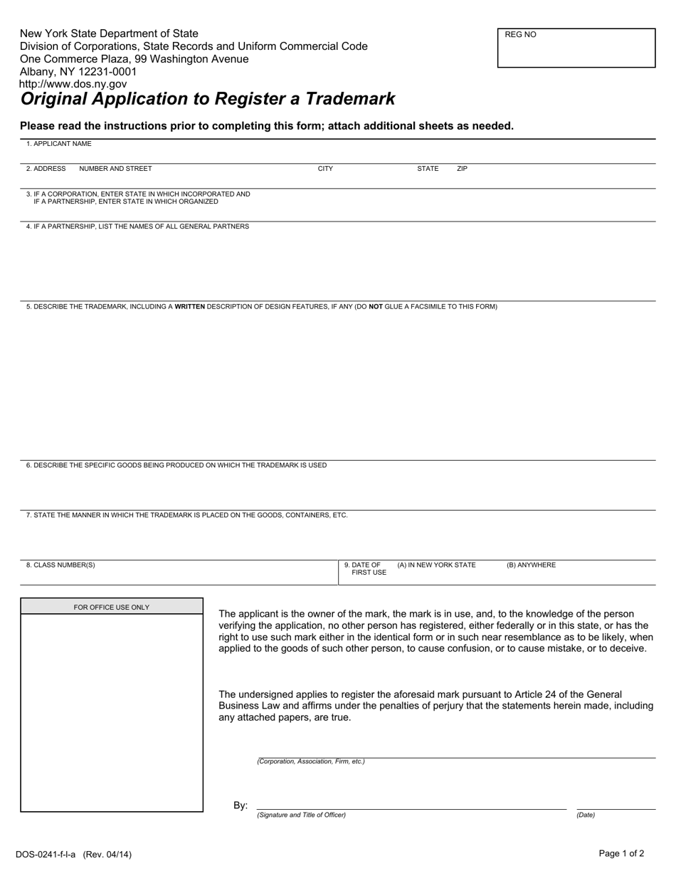 Form DOS-0241-F-L-A - Fill Out, Sign Online and Download Fillable PDF ...