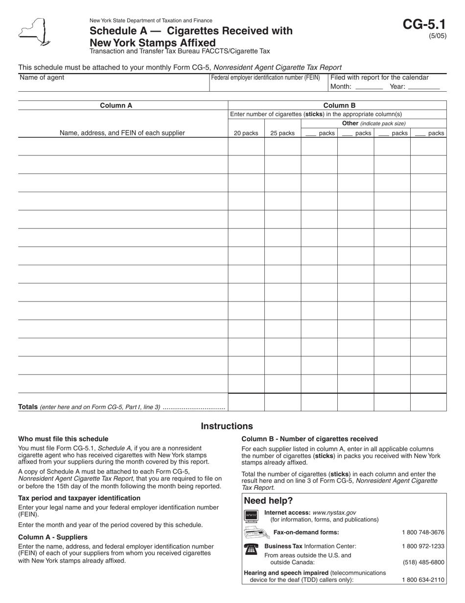 Form CG-5.1 Schedule A - Fill Out, Sign Online and Download Printable ...