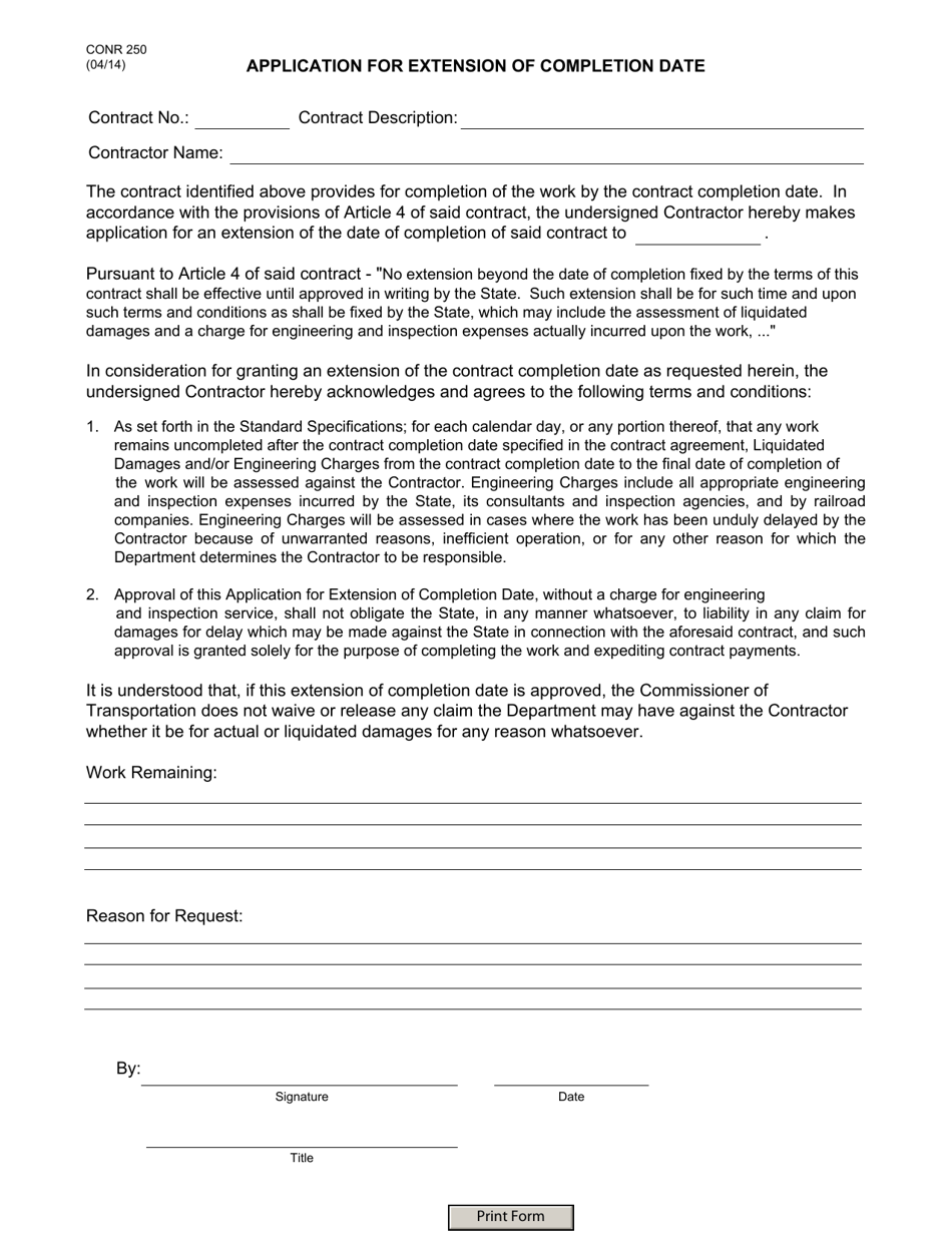 Form CONR250 - Fill Out, Sign Online and Download Fillable PDF, New ...