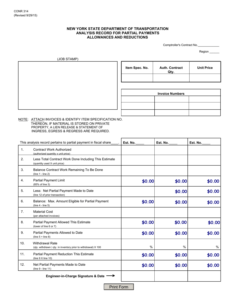 Form CONR314 - Fill Out, Sign Online and Download Fillable PDF, New ...