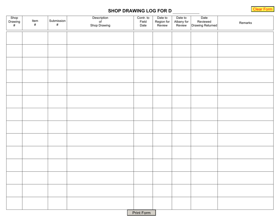 New York Shop Drawing Log - Fill Out, Sign Online and Download PDF ...