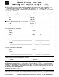 Form PWD1340 Download Fillable PDF or Fill Online Vessel/Boat or ...