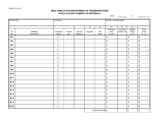 Form MURK16 Download Printable PDF or Fill Online Force Account Summary ...