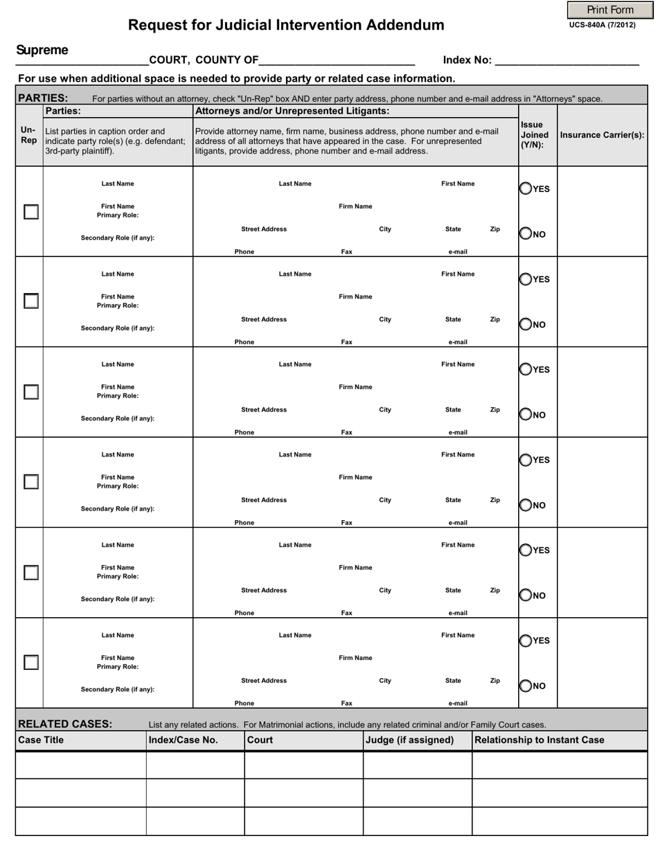 Form UCS-840A - Fill Out, Sign Online and Download Fillable PDF, New ...