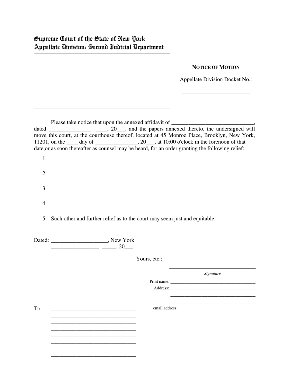 New York Notice Of Motion Fill Out Sign Online And Download PDF
