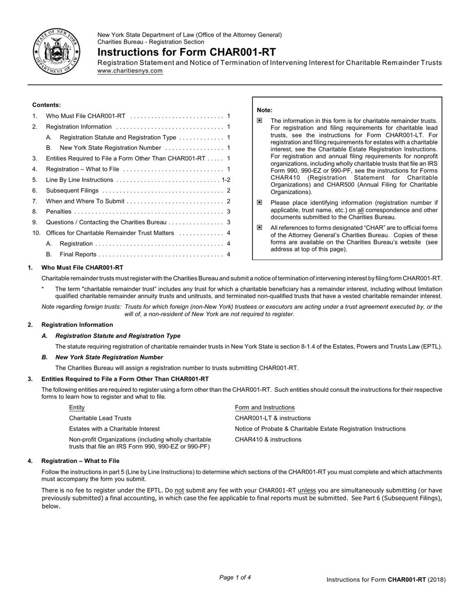 Download Instructions for Form CHAR001-RT Registration Statement and ...