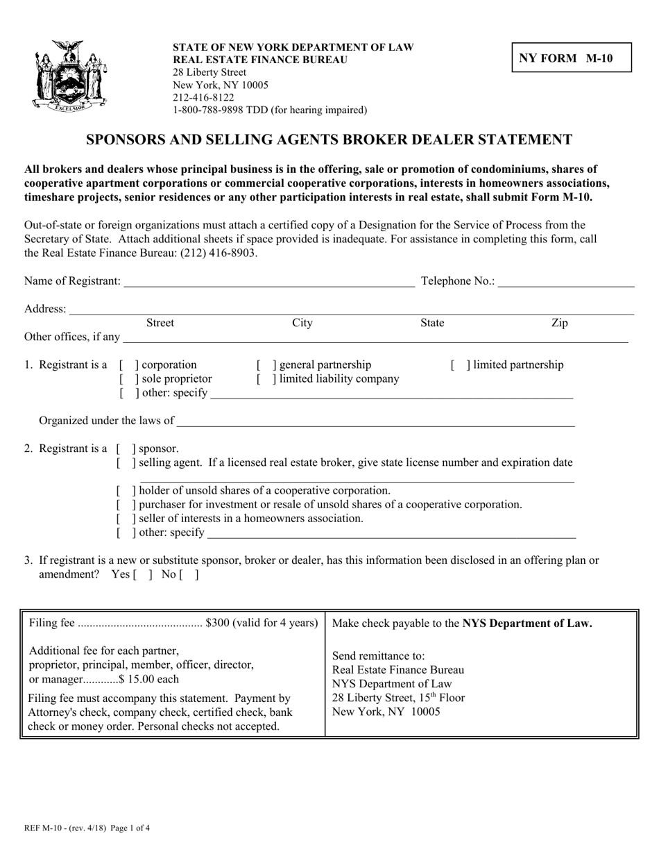 Form M-10 - Fill Out, Sign Online and Download Fillable PDF, New York ...