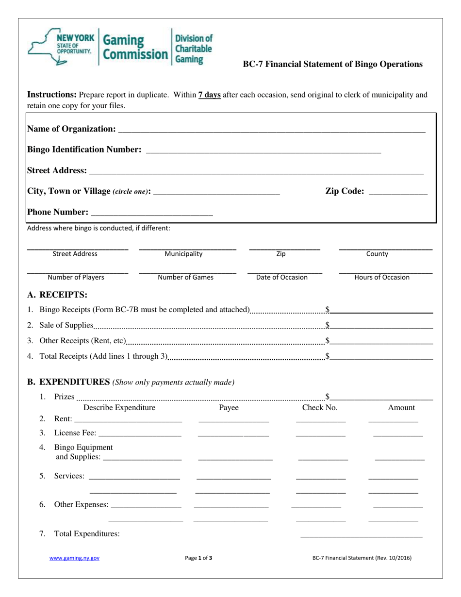 Form BC-7 - Fill Out, Sign Online and Download Printable PDF, New York ...