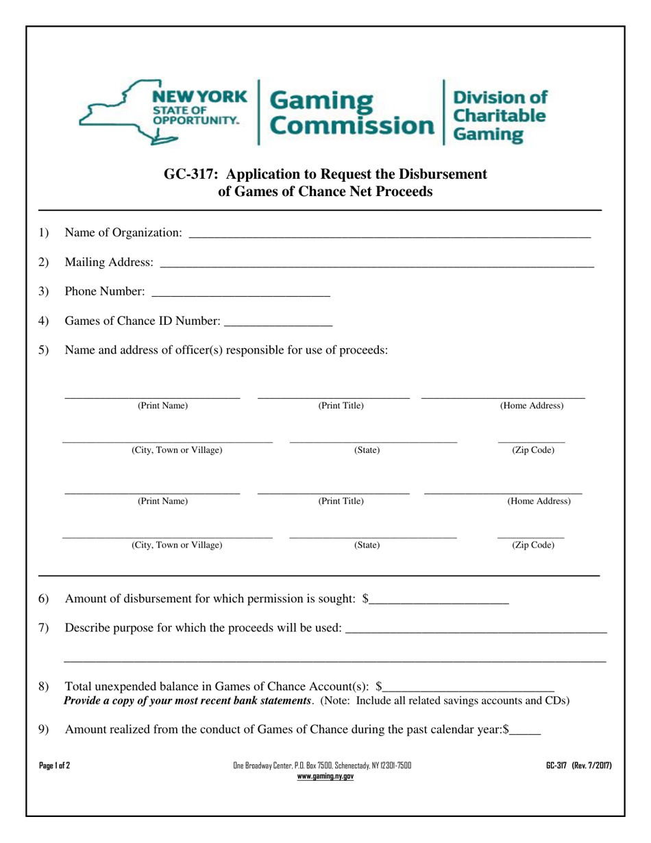 Form GC-317 - Fill Out, Sign Online and Download Printable PDF, New ...