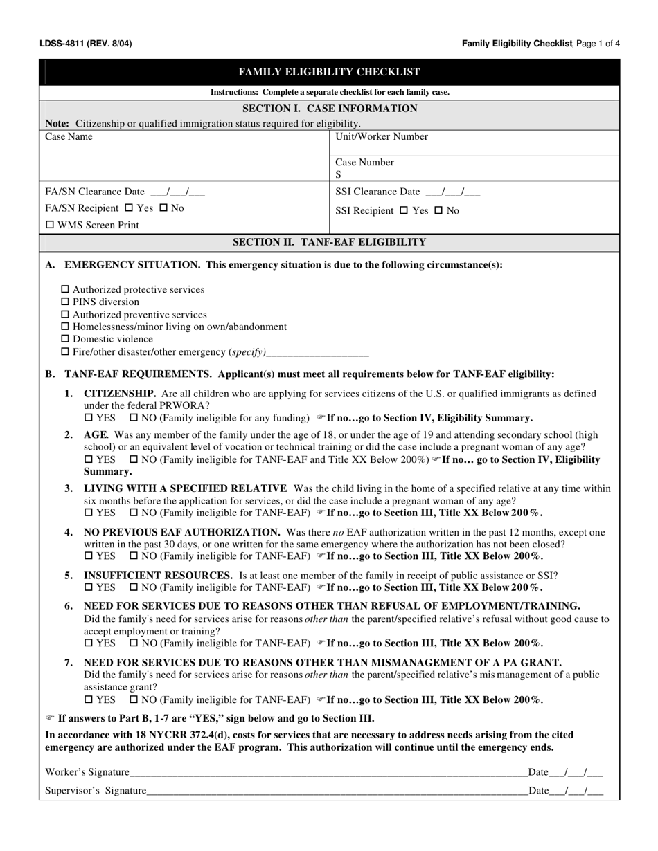 Form LDSS-4811 - Fill Out, Sign Online and Download Printable PDF, New ...