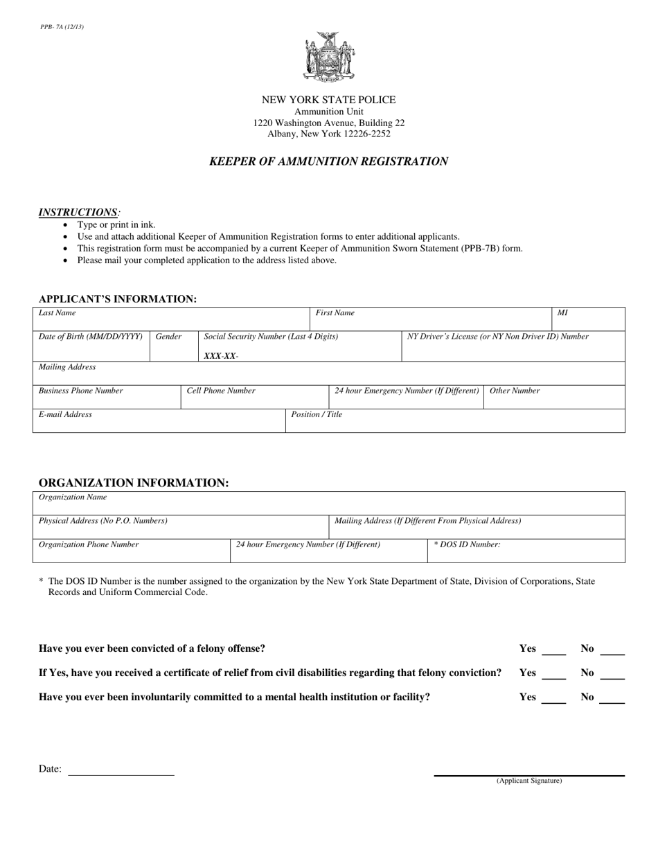 Form PPB-7A - Fill Out, Sign Online and Download Printable PDF, New ...