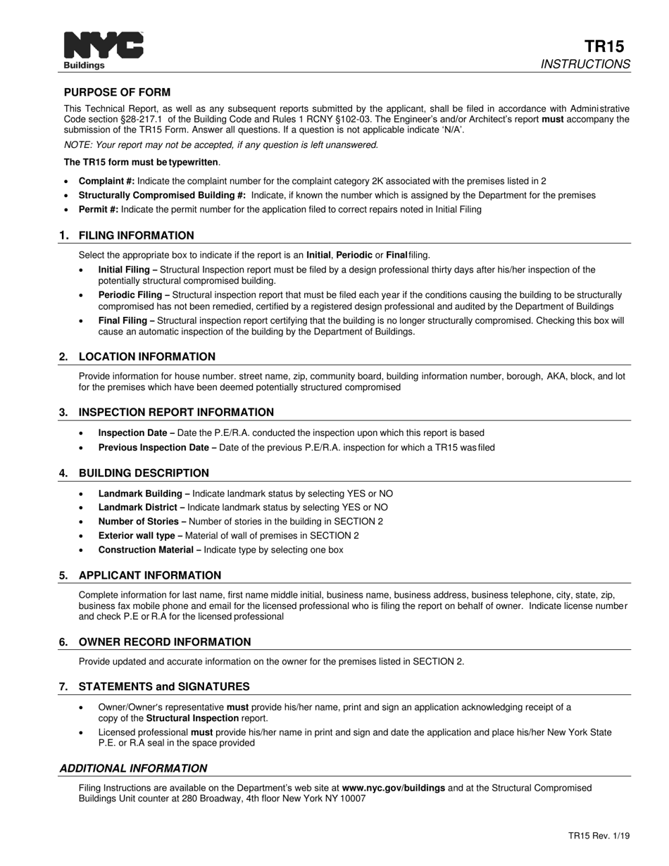 Download Instructions for Form TR15 Technical Report: Potentially ...