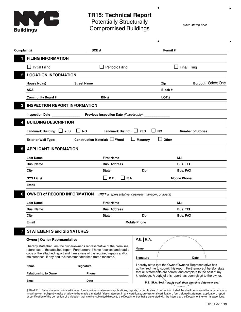 Form TR15 - Fill Out, Sign Online and Download Fillable PDF, New York ...
