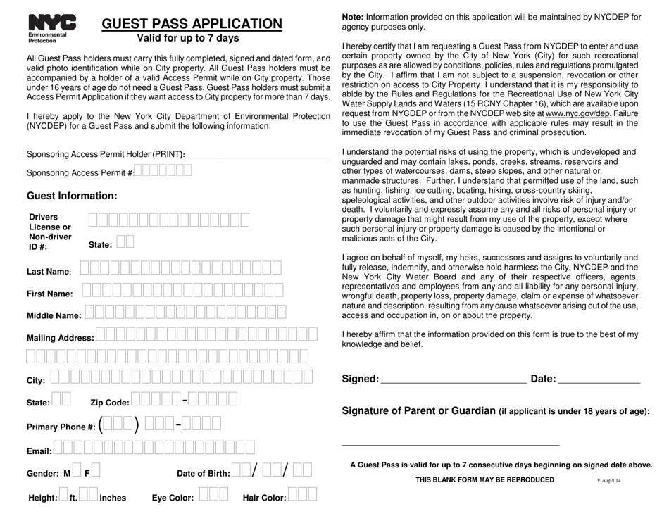 New York City Guest Pass Application - Fill Out, Sign Online and ...
