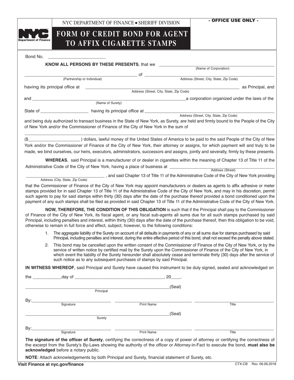 Form CTX-CB Download Fillable PDF or Fill Online Form of Credit Bond ...