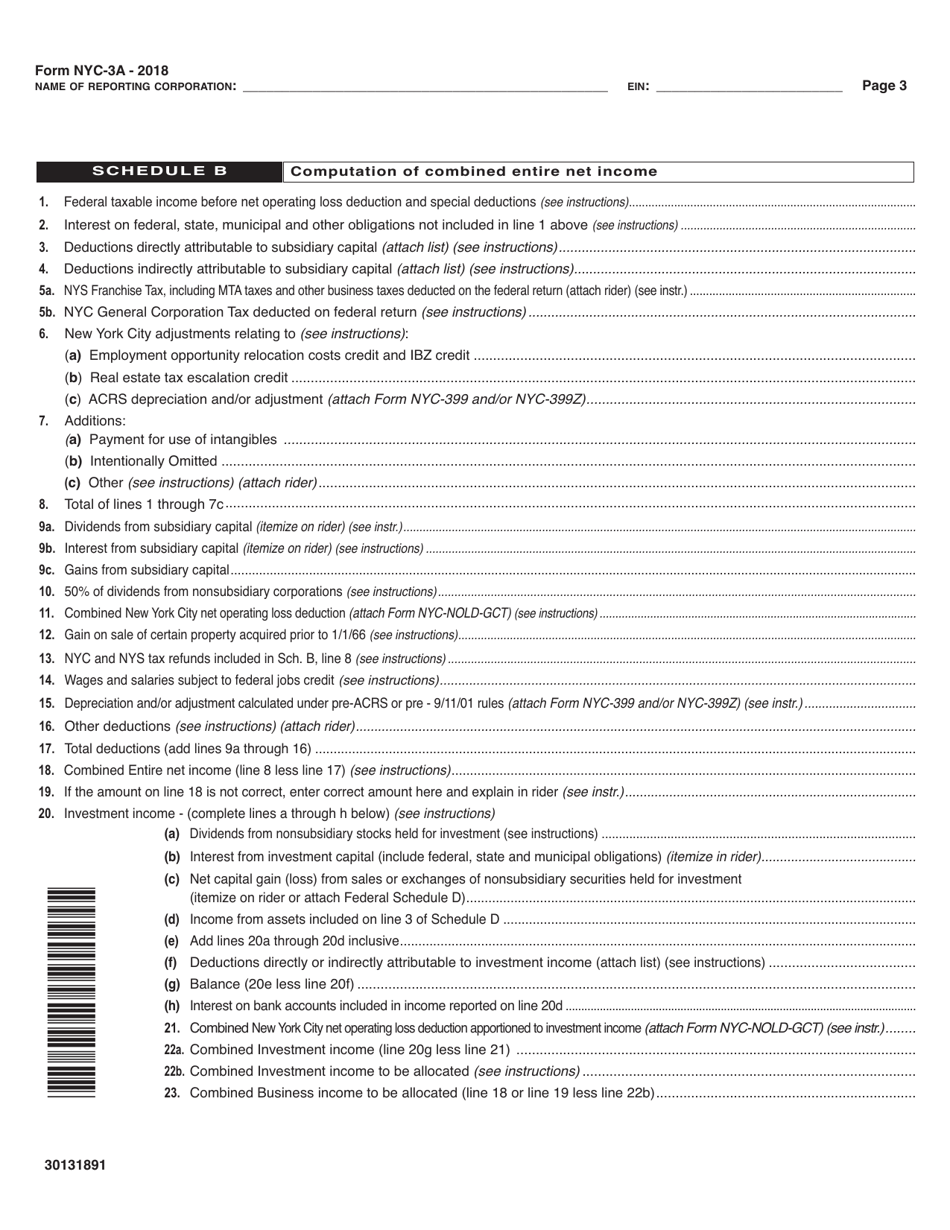 Form NYC-3A - 2018 - Fill Out, Sign Online and Download Printable PDF ...