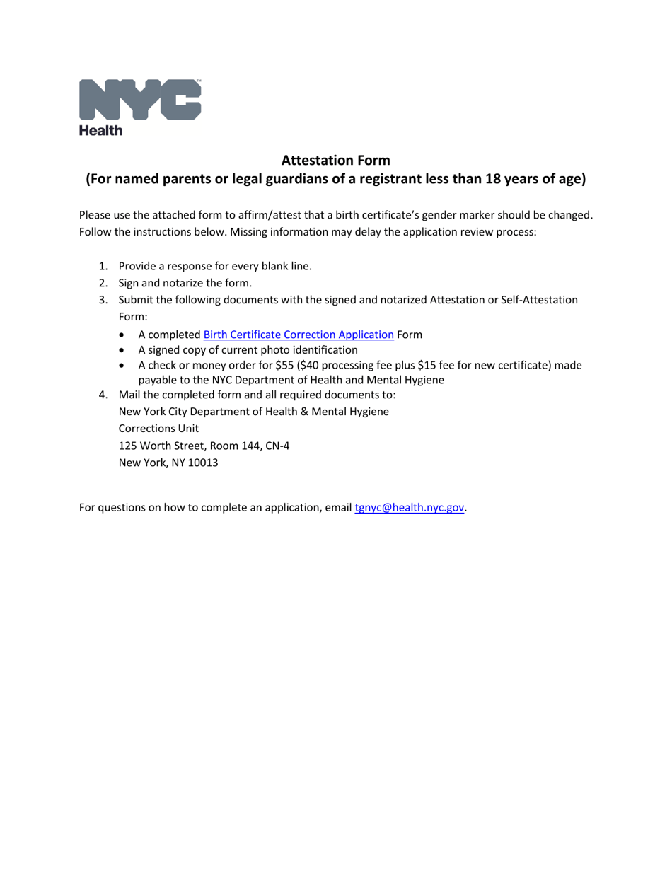 New York City Attestation Form - Fill Out, Sign Online and Download PDF ...