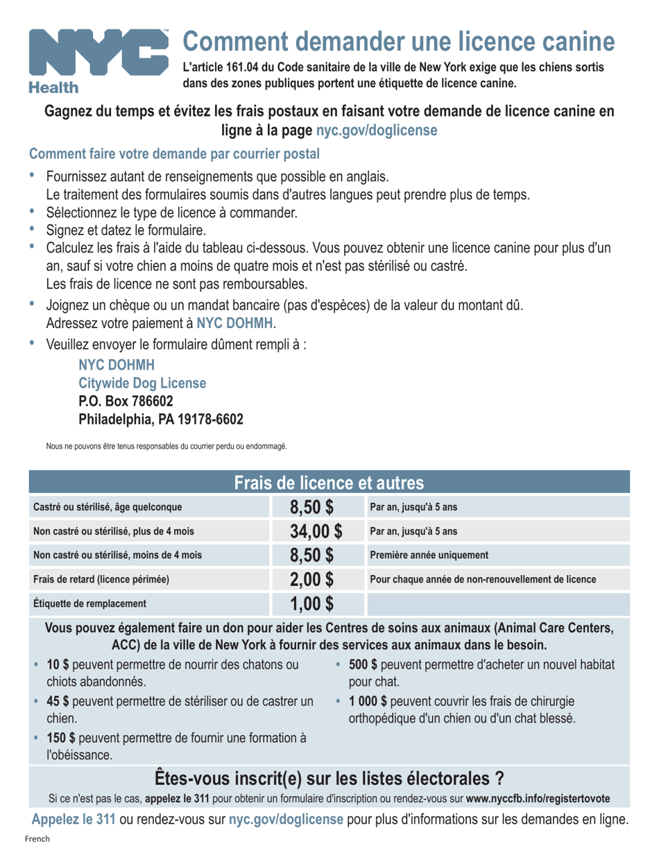 New York City Dog License Application Download Printable PDF ...
