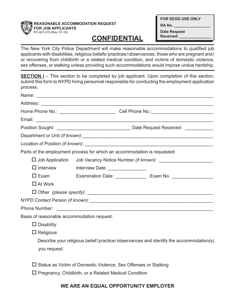 Form PD407-015 - Fill Out, Sign Online and Download Fillable PDF, New ...
