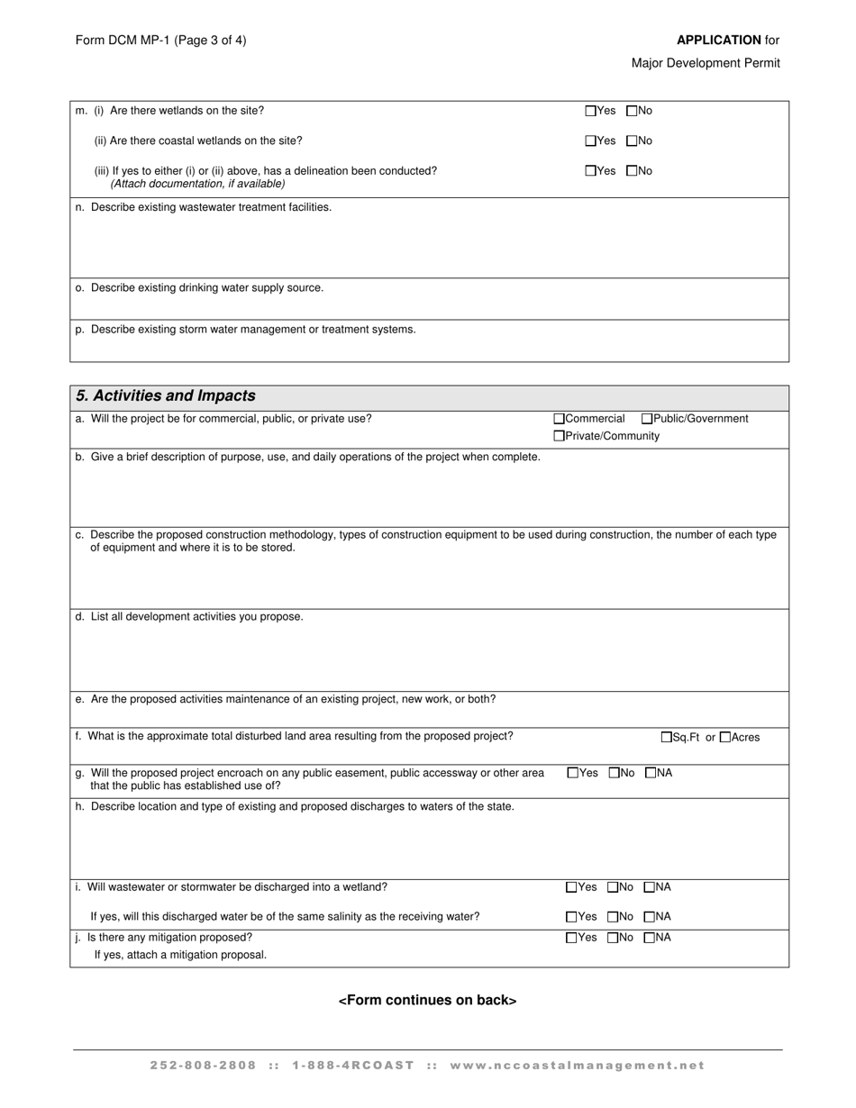 Form DCM MP-1 - Fill Out, Sign Online and Download Printable PDF, North ...