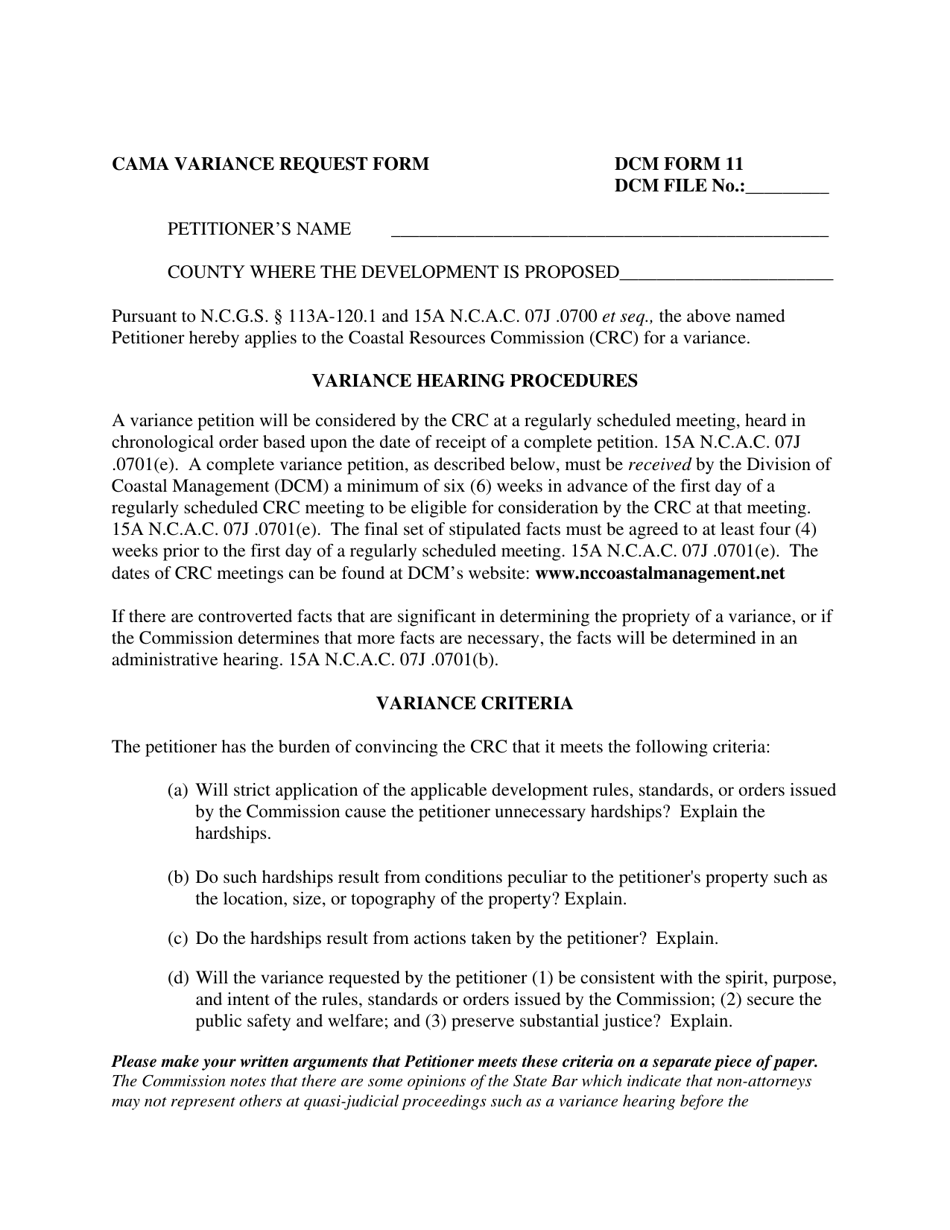 DCM Form 11 - Fill Out, Sign Online and Download Printable PDF, North ...