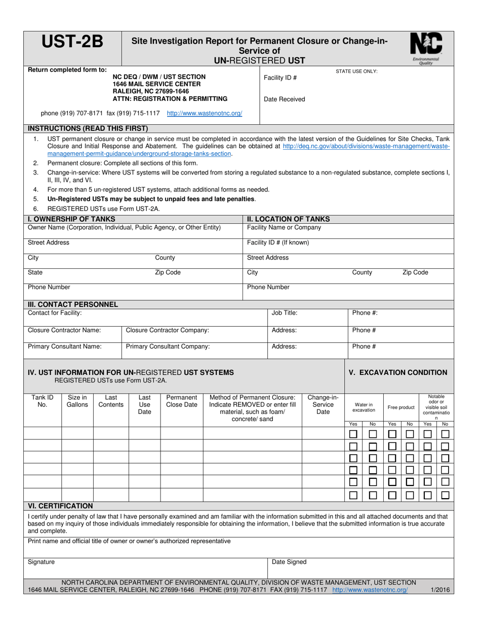Form UST-2B - Fill Out, Sign Online and Download Fillable PDF, North ...