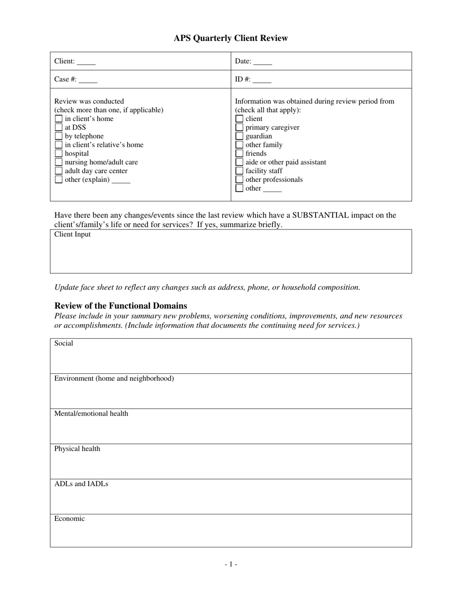 North Carolina Aps Quarterly Client Review - Fill Out, Sign Online and ...