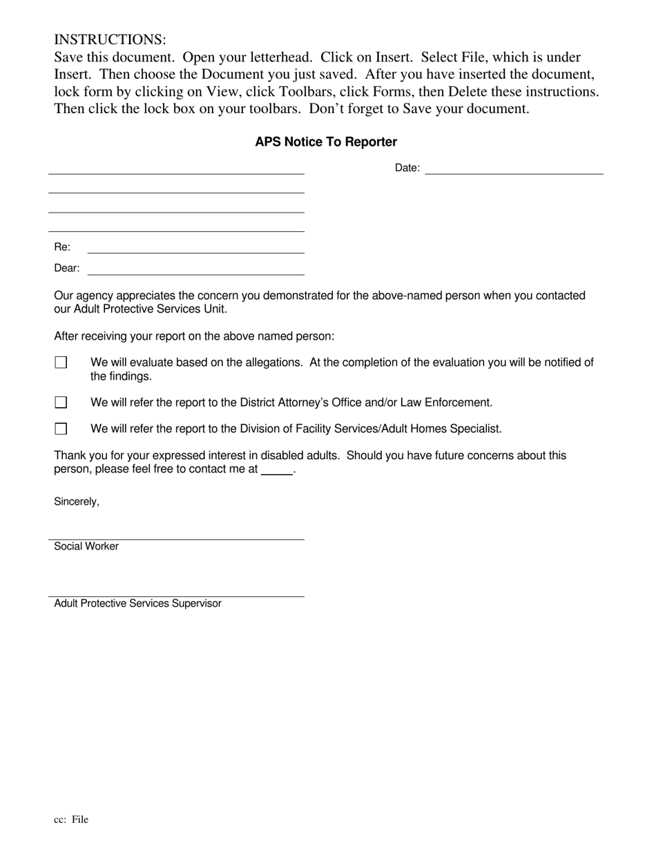 North Carolina Aps Notice to Reporter Screened in - Fill Out, Sign ...