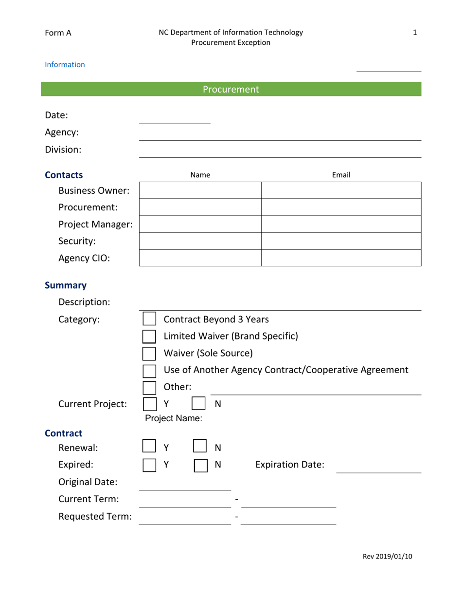 Form A - Fill Out, Sign Online and Download Fillable PDF, North ...