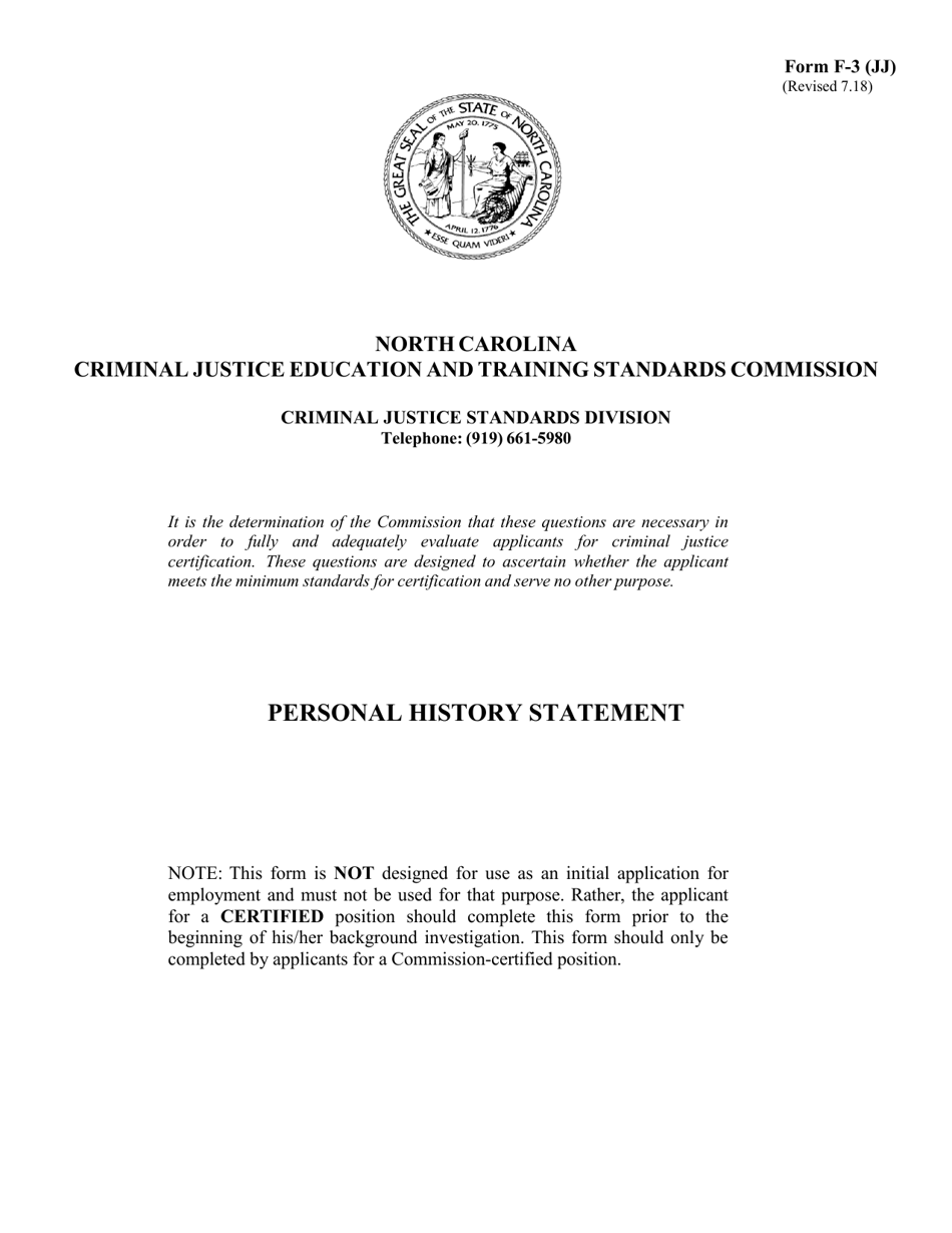 Form F-3 (JJ) - Fill Out, Sign Online and Download Printable PDF, North ...