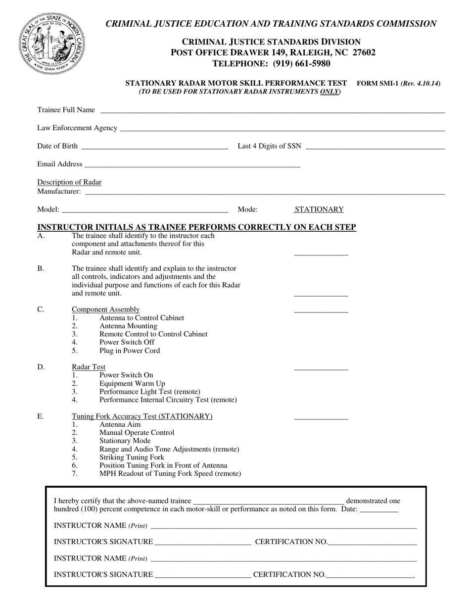 Form SMI-1 - Fill Out, Sign Online and Download Fillable PDF, North ...