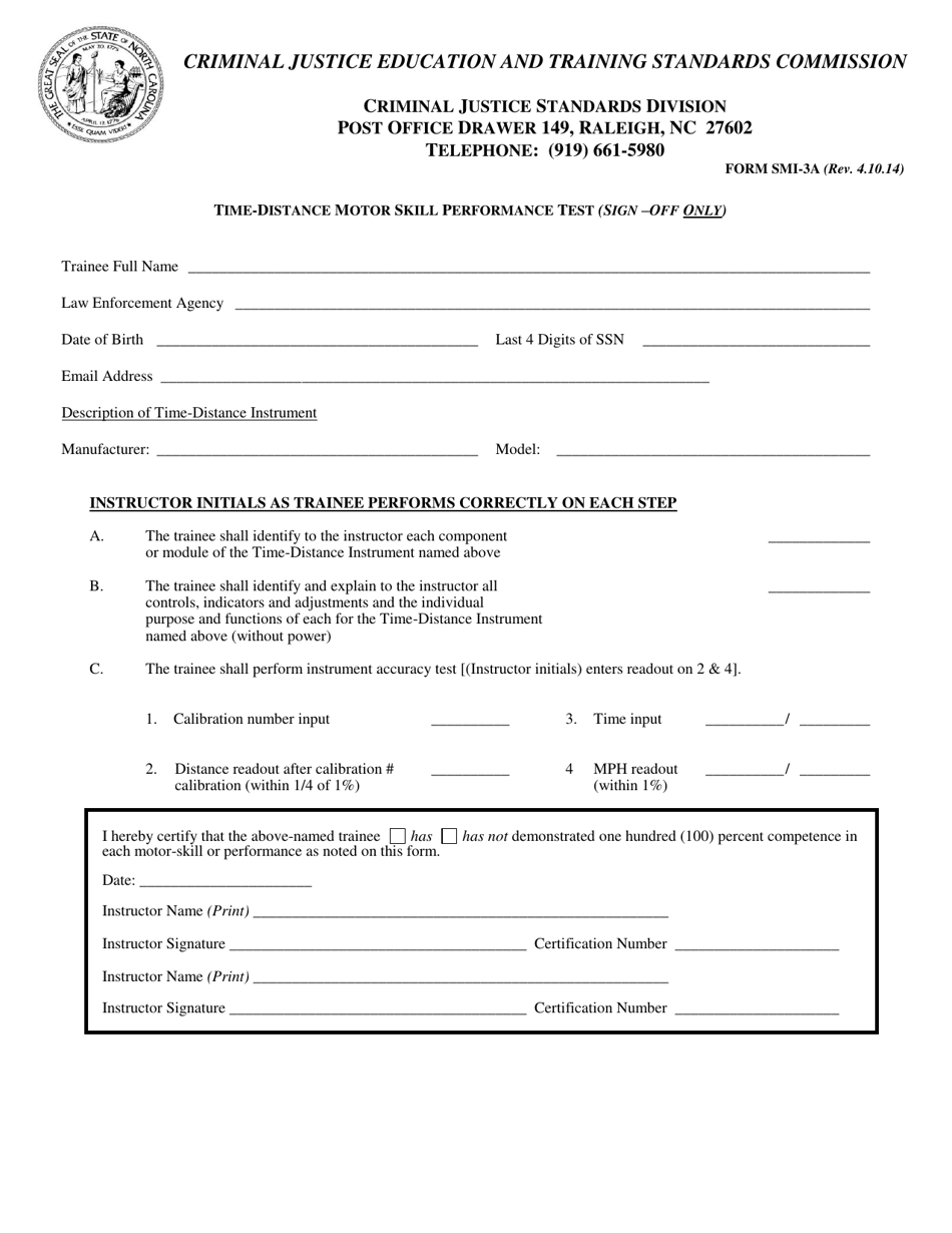 Form SMI-3A - Fill Out, Sign Online and Download Fillable PDF, North ...