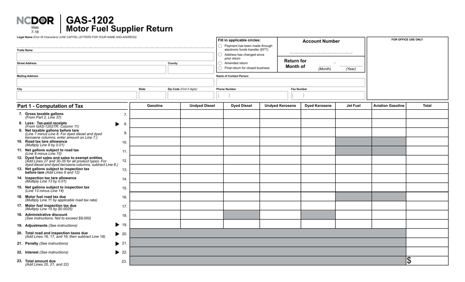 Form GAS-1202 - Fill Out, Sign Online and Download Printable PDF, North ...