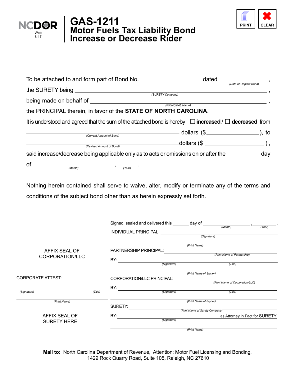 Form GAS-1211 - Fill Out, Sign Online and Download Fillable PDF, North ...