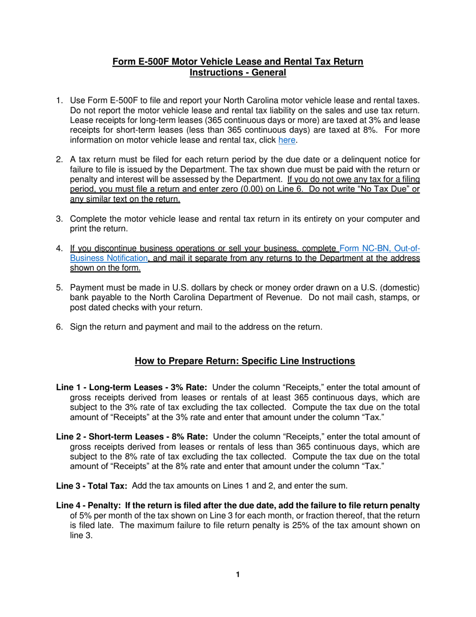Download Instructions for Form E-500F Motor Vehicle Lease and Rental ...