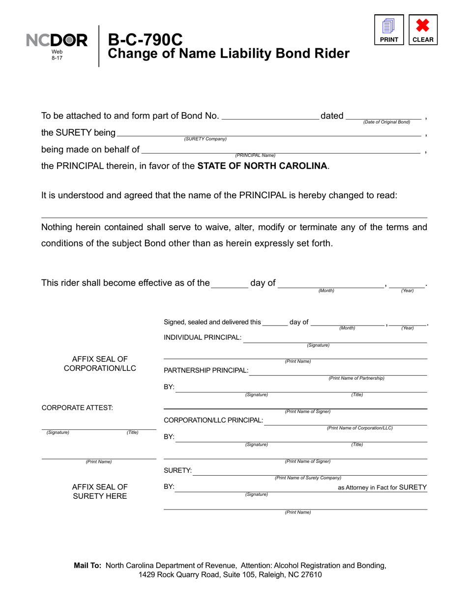 Form B-C-790C - Fill Out, Sign Online and Download Fillable PDF, North ...