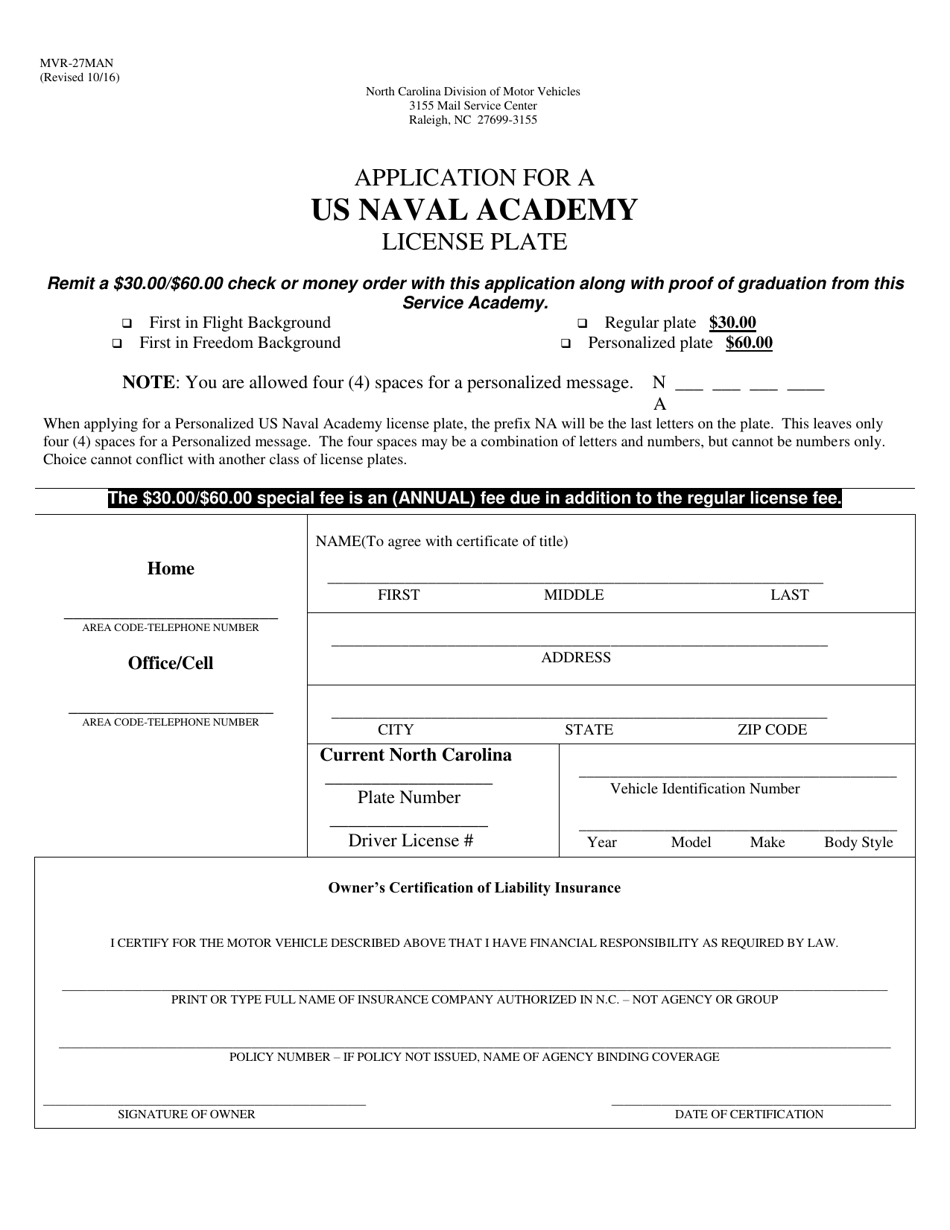 Form MVR-27MAN - Fill Out, Sign Online and Download Printable PDF ...