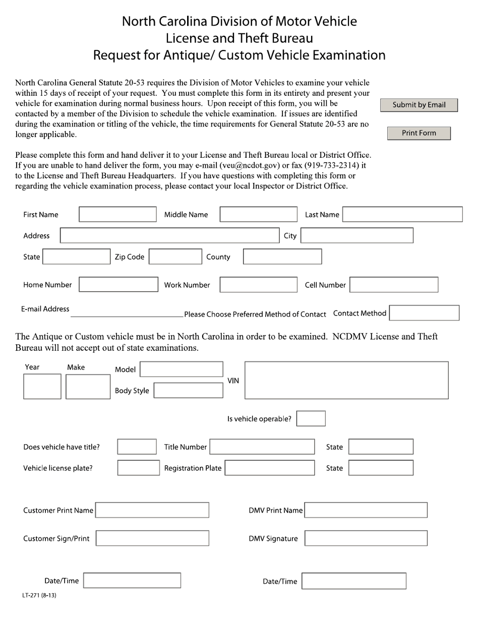 Form LT-271 - Fill Out, Sign Online and Download Fillable PDF, North ...