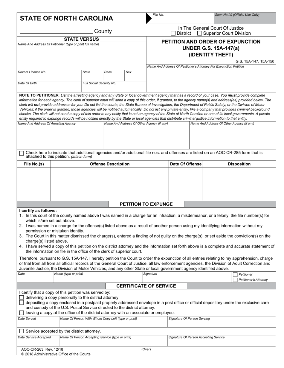 Form AOC-CR-263 - Fill Out, Sign Online and Download Fillable PDF ...