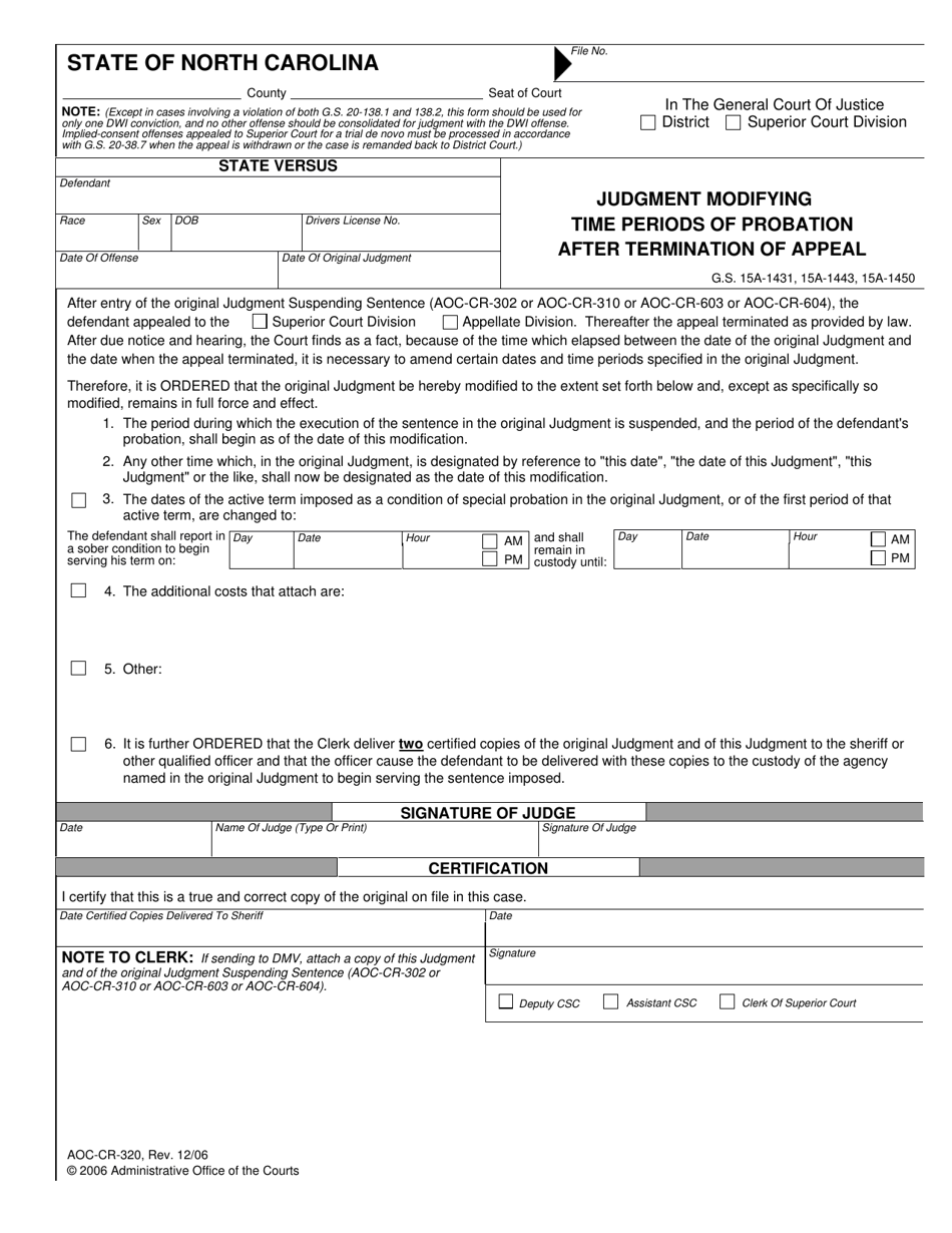 Form AOC-CR-320 - Fill Out, Sign Online and Download Fillable PDF ...