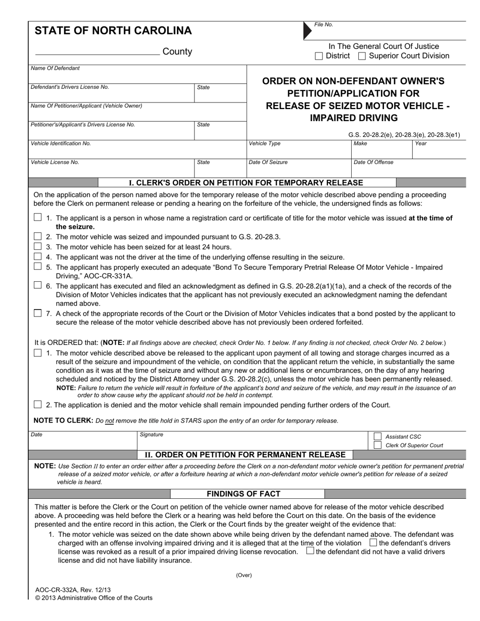 Form AOC-CR-332A - Fill Out, Sign Online and Download Fillable PDF ...