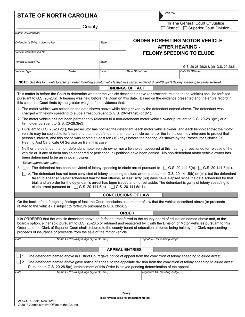Form AOC-CR-335B - Fill Out, Sign Online and Download Fillable PDF ...