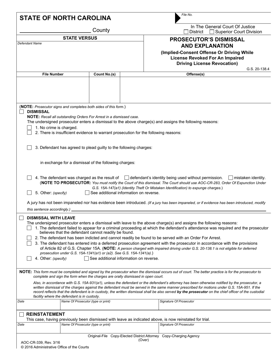 Form AOC-CR-339 - Fill Out, Sign Online and Download Fillable PDF ...