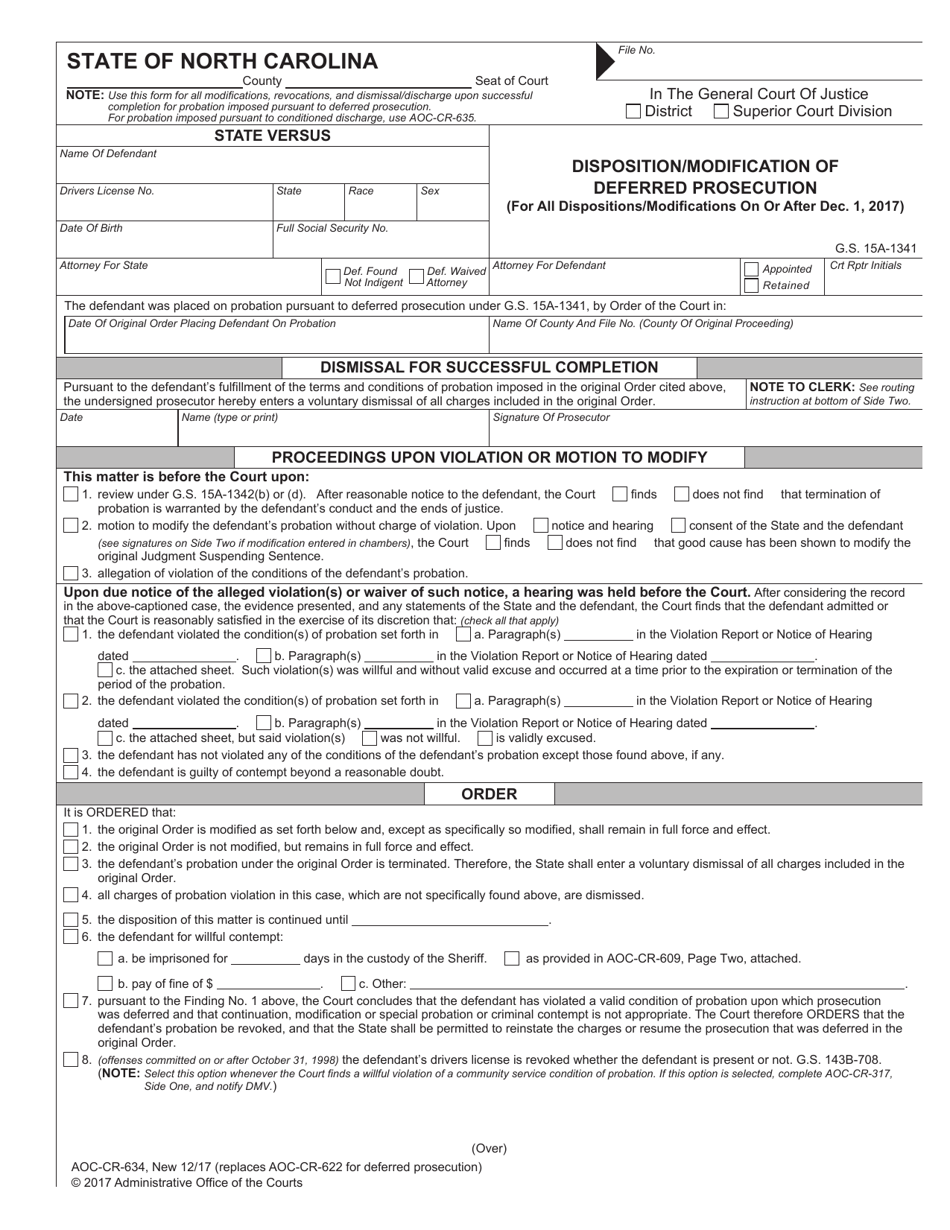 Form AOC-CR-634 - Fill Out, Sign Online and Download Fillable PDF ...