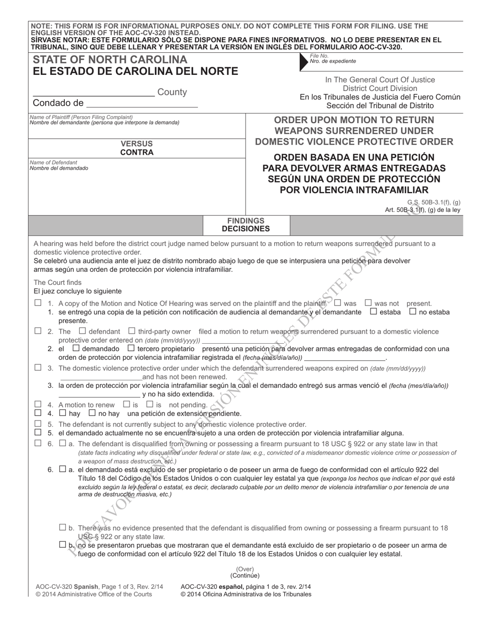 Form AOC-CV-320 - Fill Out, Sign Online and Download Printable PDF ...