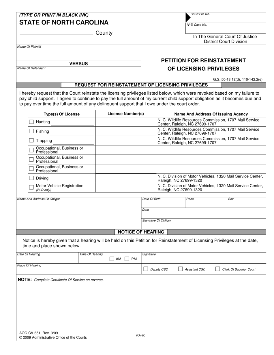 Form AOC-CV-651 - Fill Out, Sign Online and Download Fillable PDF ...