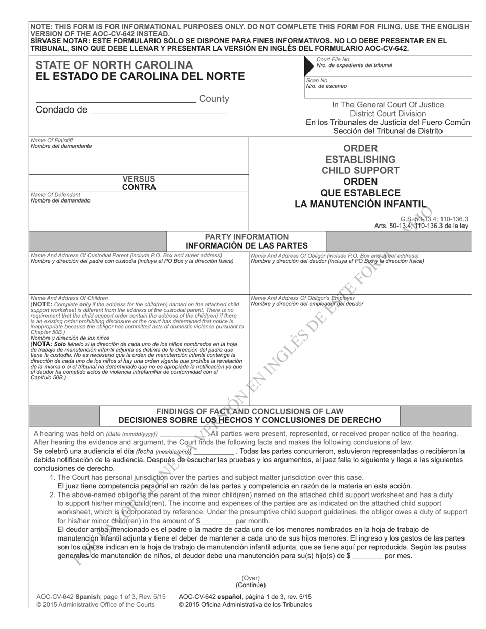 Form AOC-CV-642 SPANISH - Fill Out, Sign Online and Download Printable ...