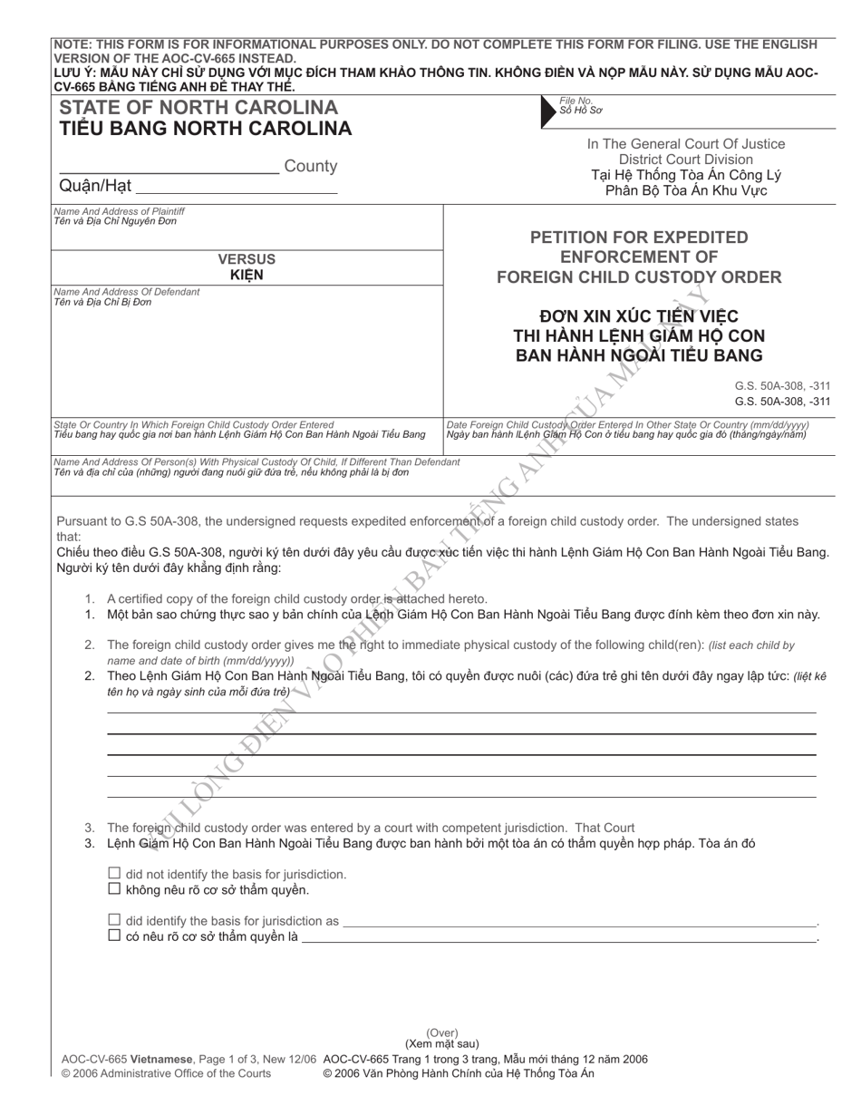 Form AOC-CV-665 VIETNAMESE - Fill Out, Sign Online and Download ...