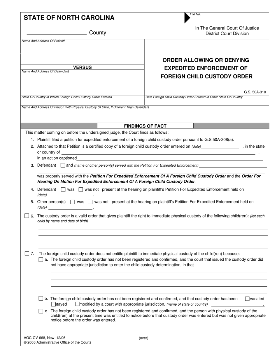 Form AOC-CV-668 - Fill Out, Sign Online and Download Fillable PDF ...