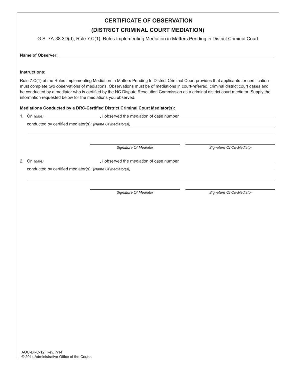 Form AOC-DRC-12 - Fill Out, Sign Online and Download Fillable PDF ...